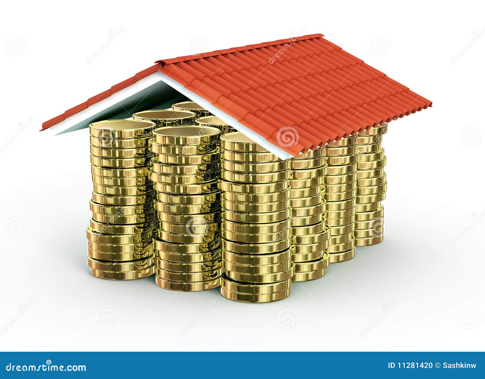 Golden Coins Under Roof Stock Illustrations – 3 Golden Coins Under Roof ...