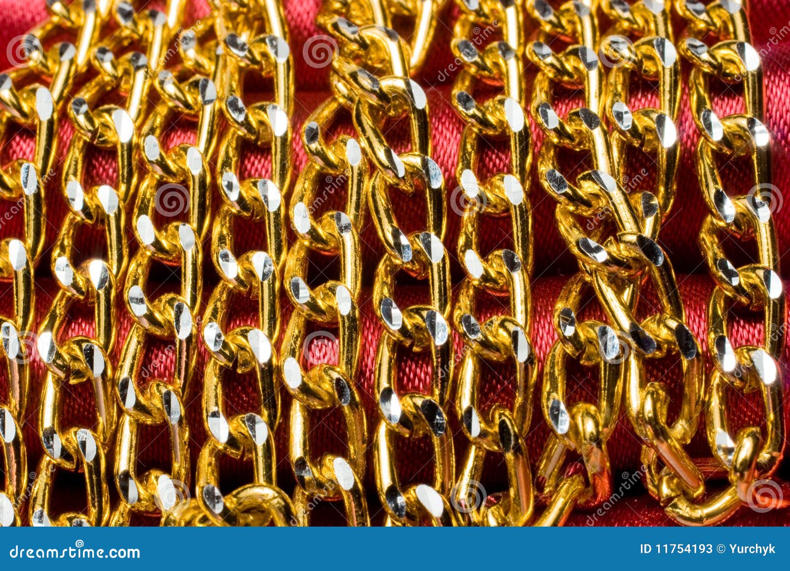 Golden Color Chain Over Red Silk Stock Image - Image of fashion, silk ...