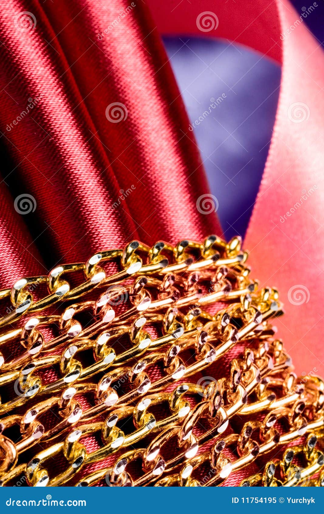 Golden Color Chain Over Red Silk Stock Image - Image of pattern, luxury ...