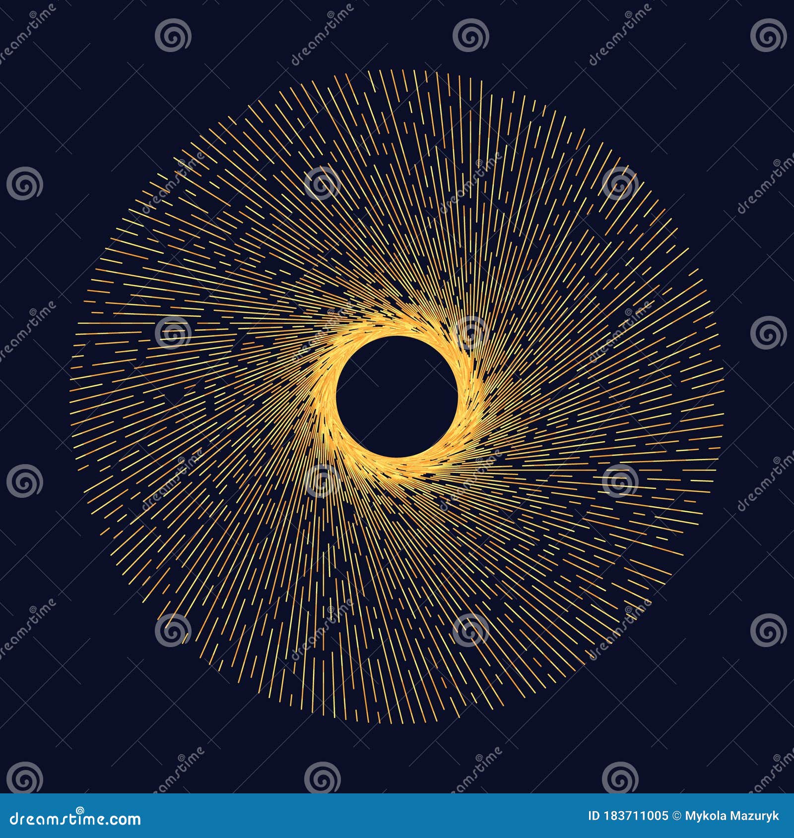 Golden Color Circle from Lines. Abstract Halftone Frame Stock Vector ...