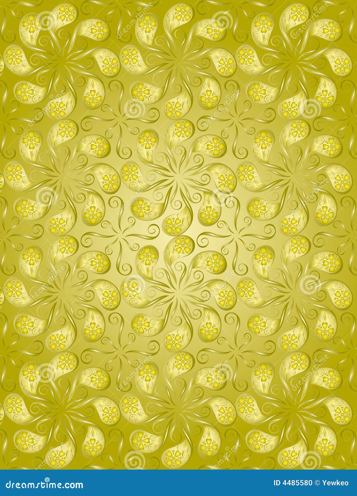 Golden Color Floral Pattern Stock Vector - Illustration of classical ...