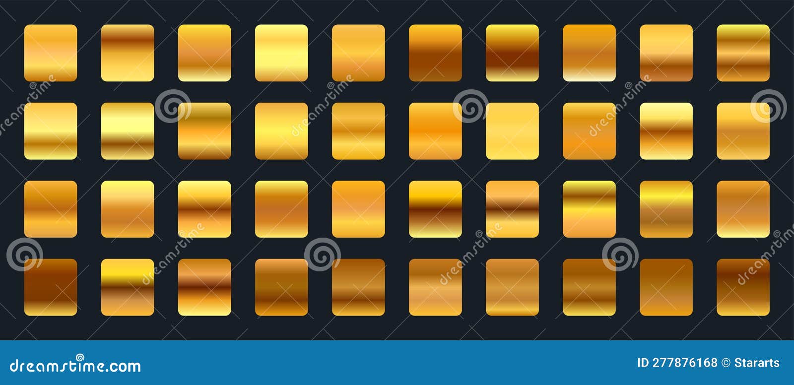 Golden Color Gradient Palette Kit Banner in Collection Stock Vector ...