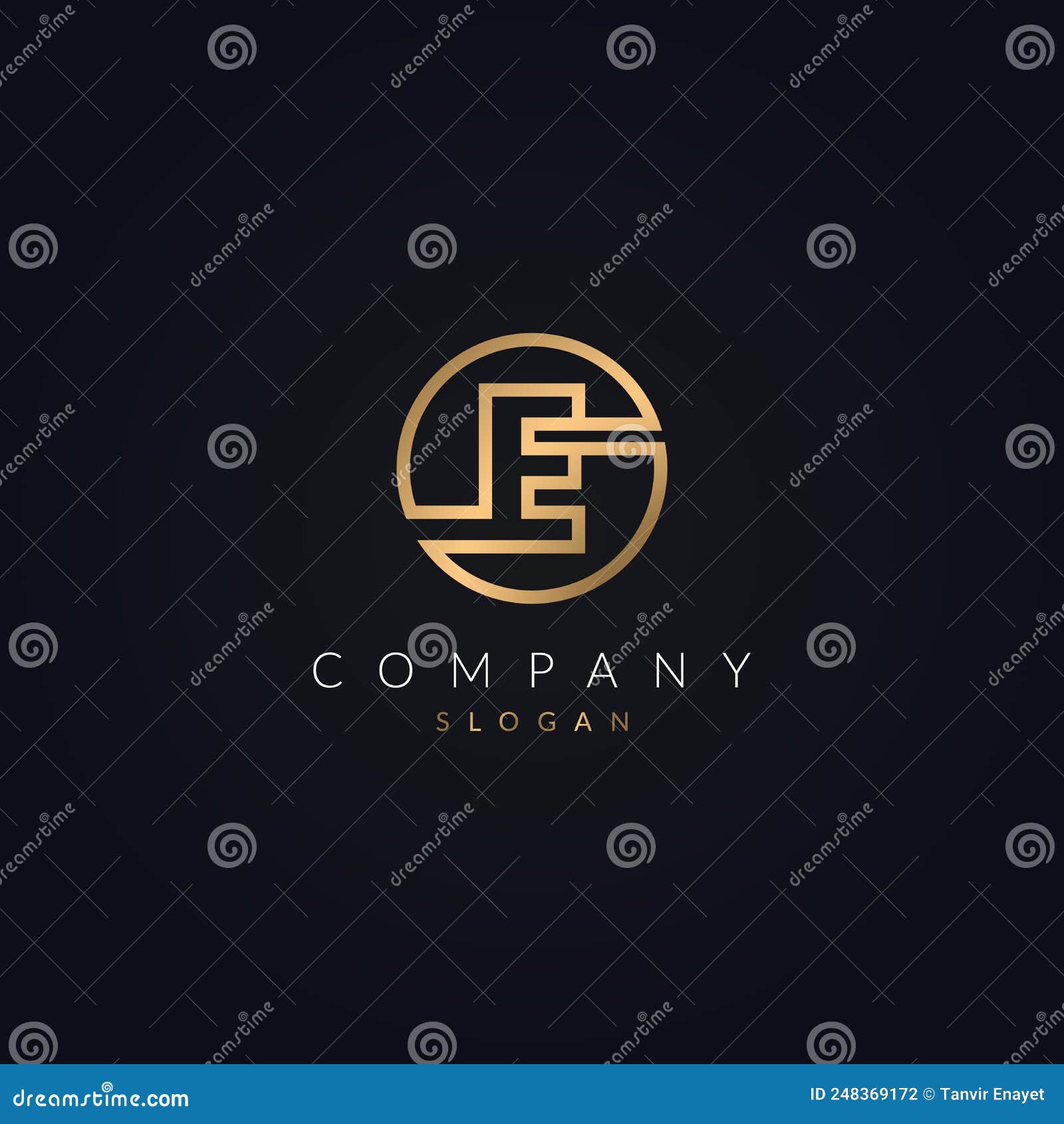 Golden Color Letter E Circle Logo Icon Template Design, E Alphabet ...