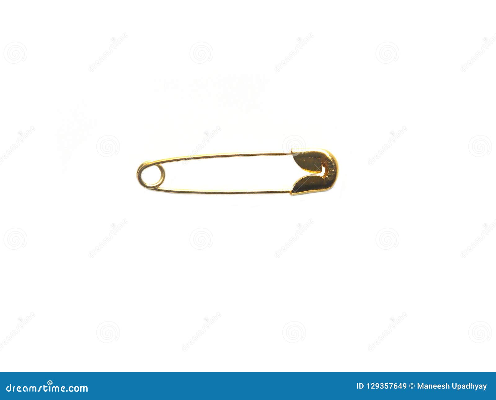 Golden safety pin stock image. Image of open, gold, closeup - 129357649