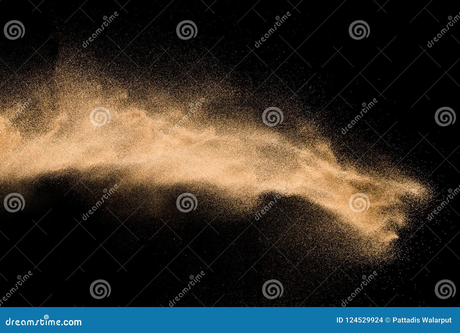Golden Colored Sand Splash Against Dark Background. Stock Photo - Image ...