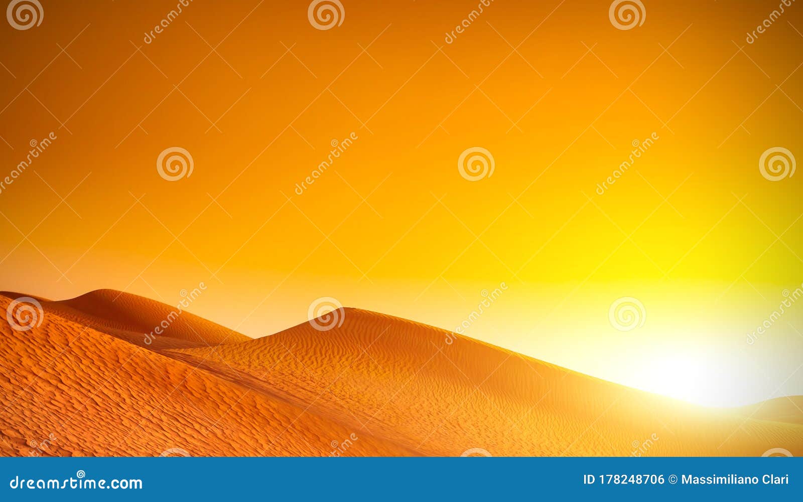 Golden Colors of Desert Sand Dunes at Sunset Stock Photo - Image of ...