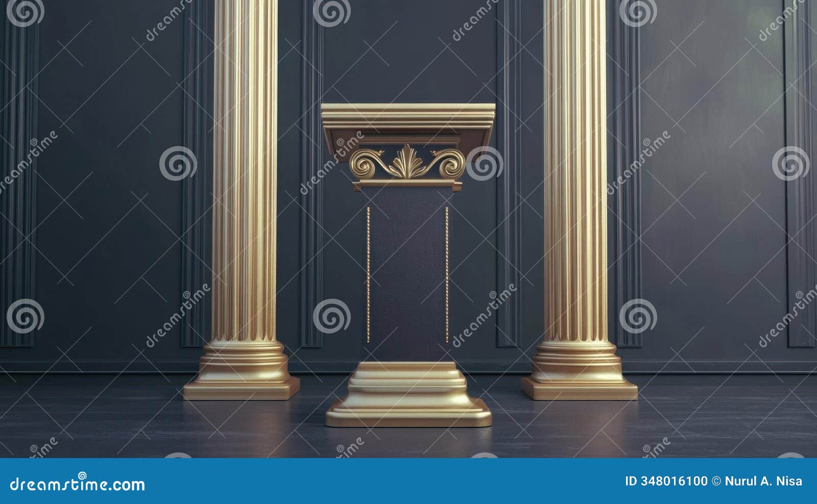 Golden Columns and a Classic Pedestal, a Timeless Design Element Stock ...