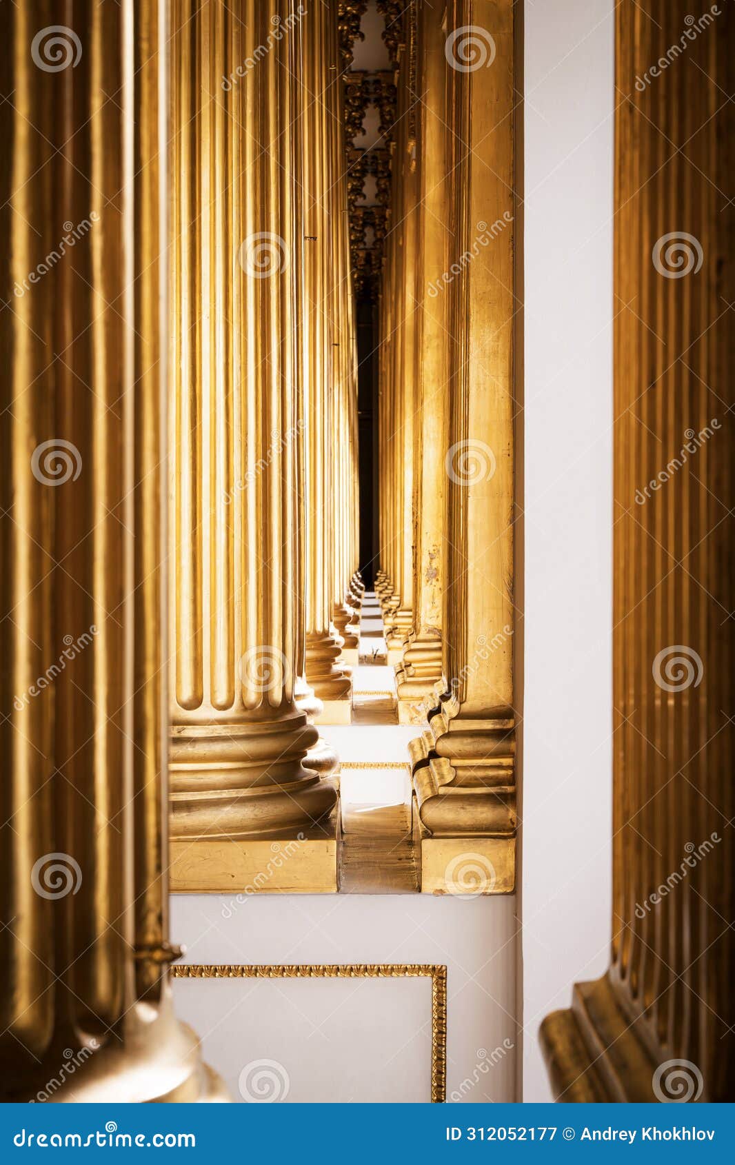 Golden Columns in the Palace Vertical Photo Stock Image - Image of ...