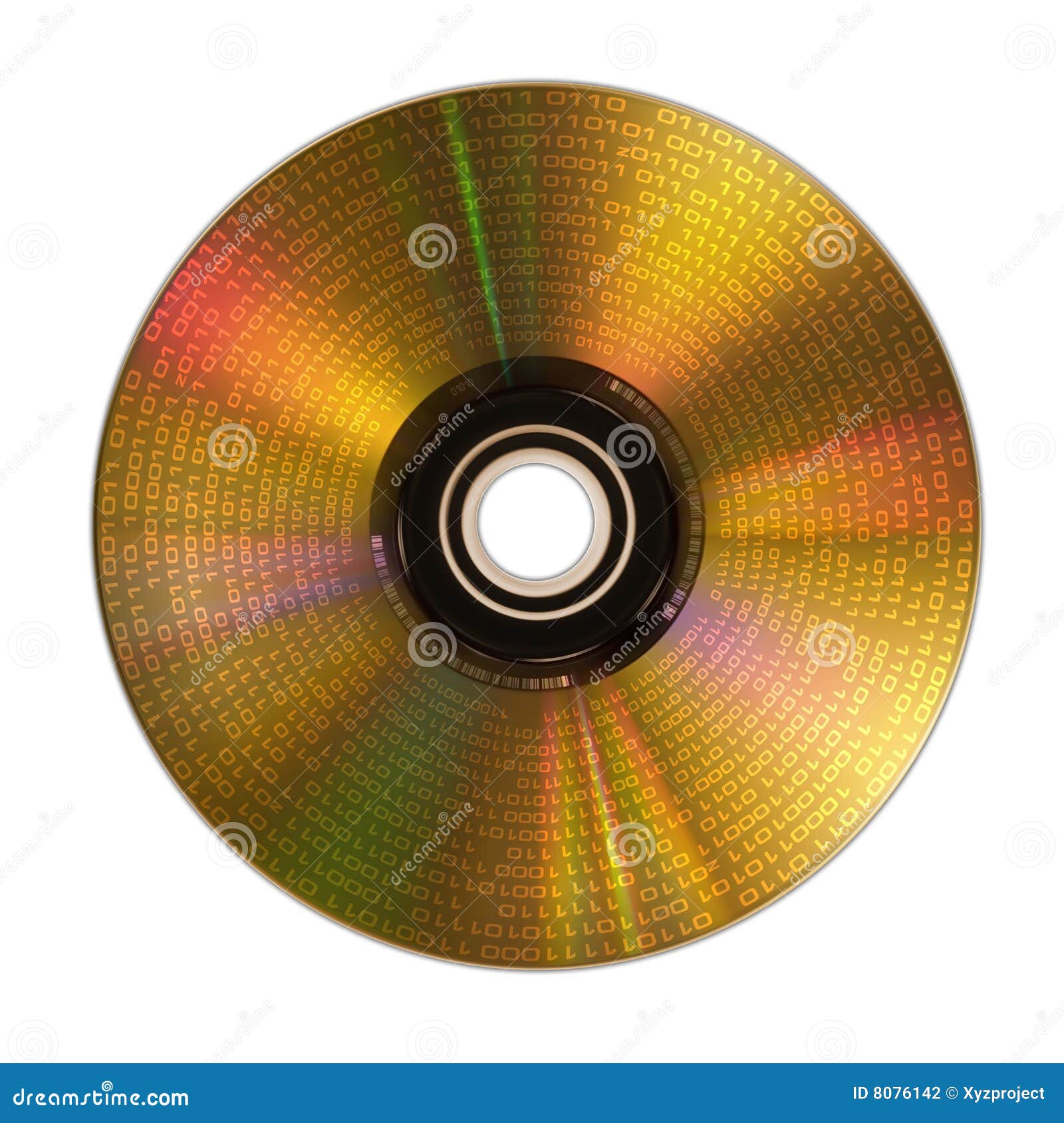 Golden Compact Disc Isolated on White Stock Illustration - Illustration ...