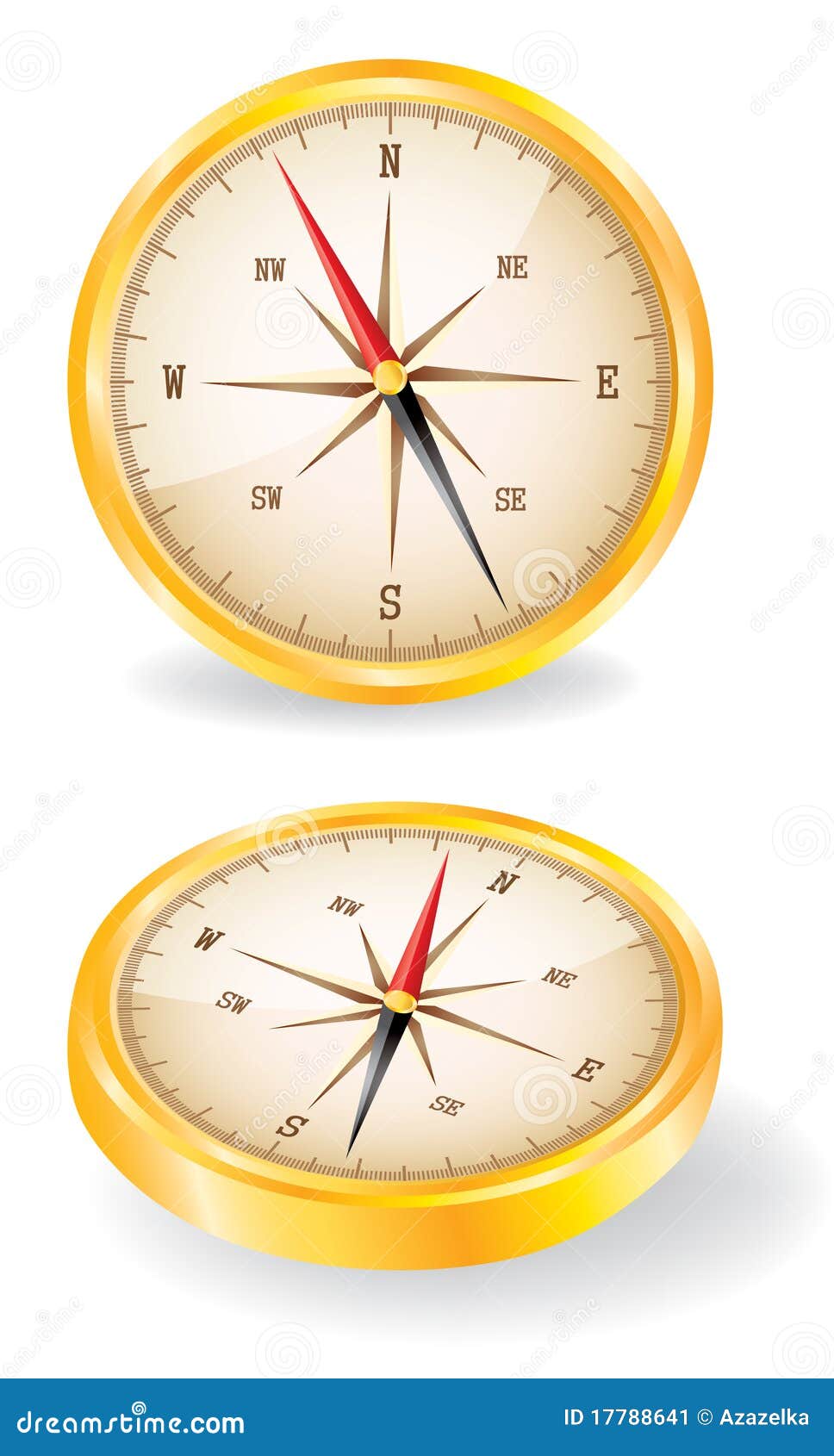Golden compass stock vector. Illustration of degree, isolated - 17788641