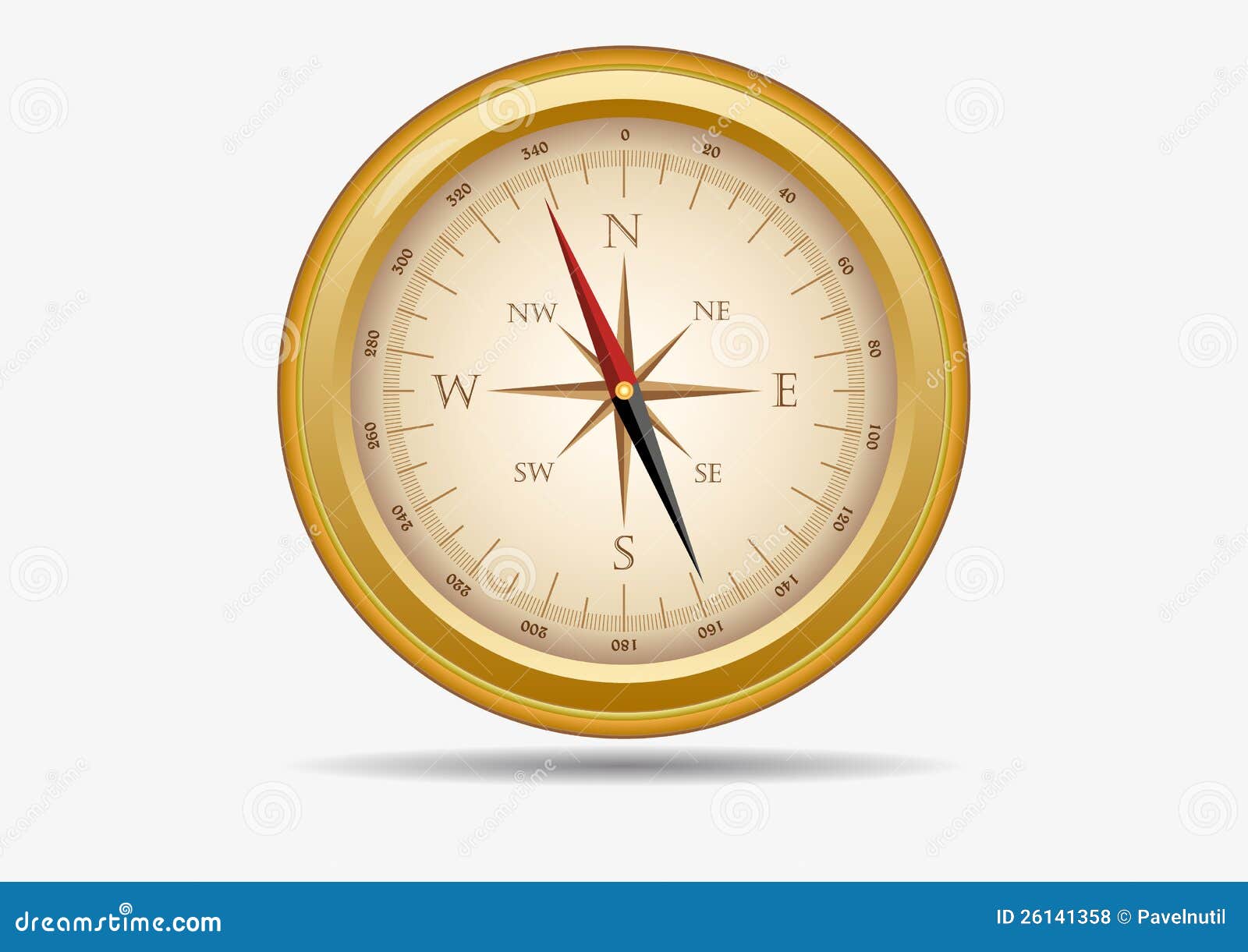 Golden compass stock vector. Illustration of compas, longitude - 26141358