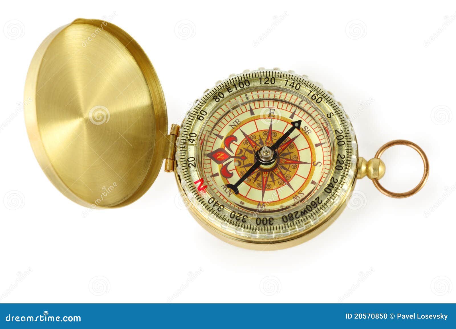 Golden Compass On The Seashore. Focus On Compass Royalty-Free Stock ...