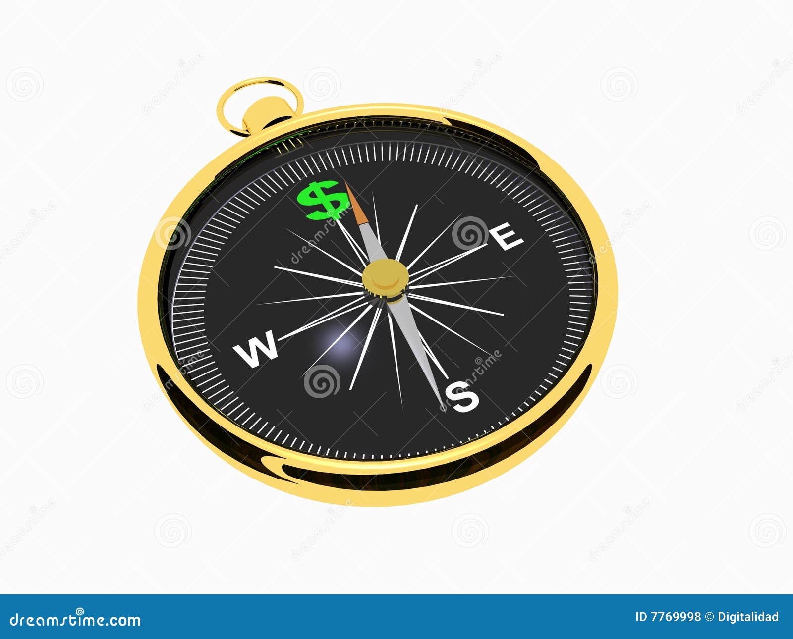 Golden Compass of Money stock illustration. Illustration of north - 7769998