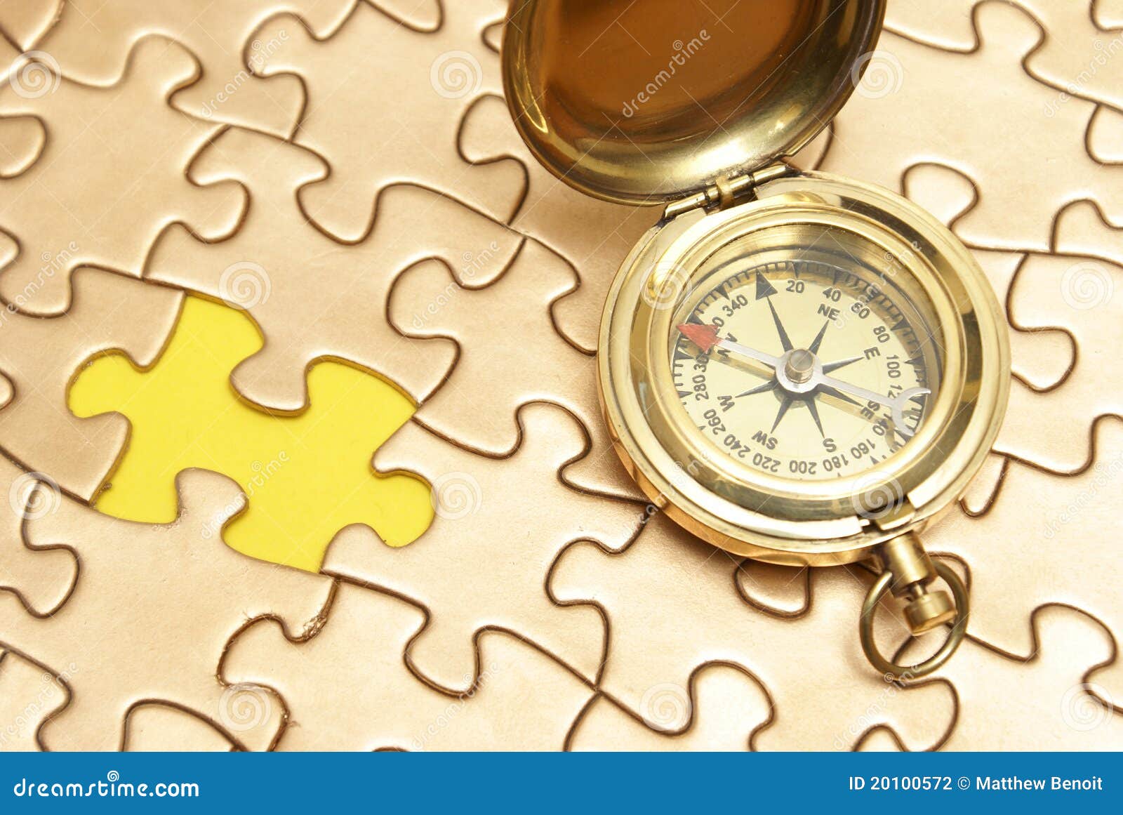Golden Compass and Puzzle Concept Stock Photo - Image of instrument ...