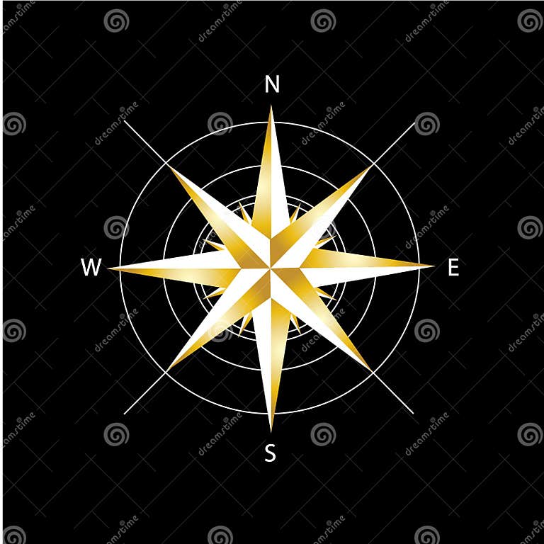 Golden compass rose stock illustration. Illustration of earth - 22787678