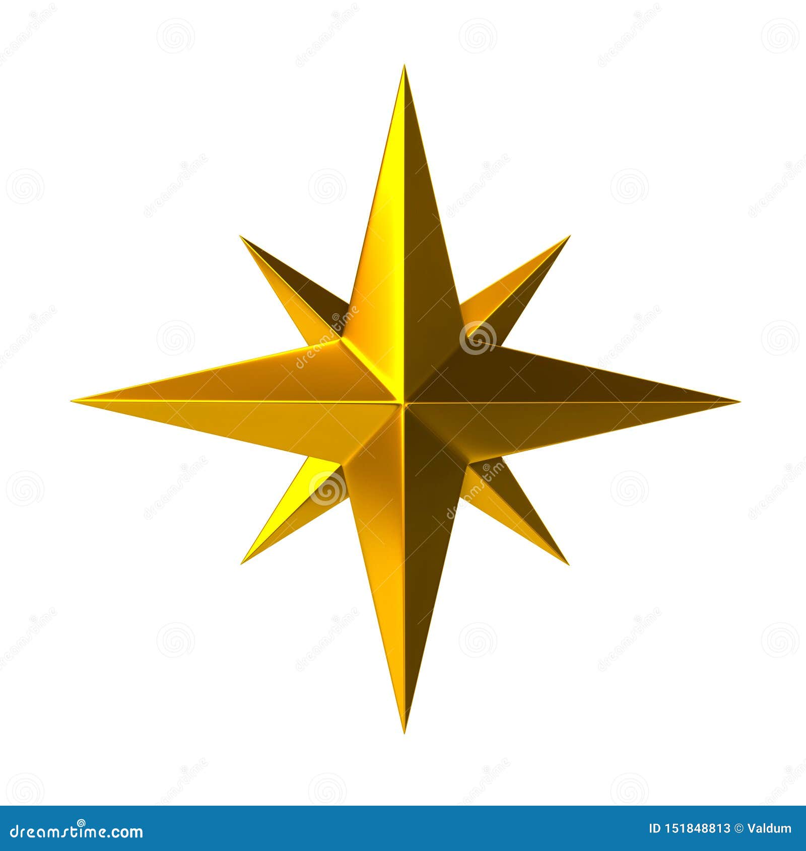 Golden Compass Rose 3d Illustration Stock Illustration - Illustration ...