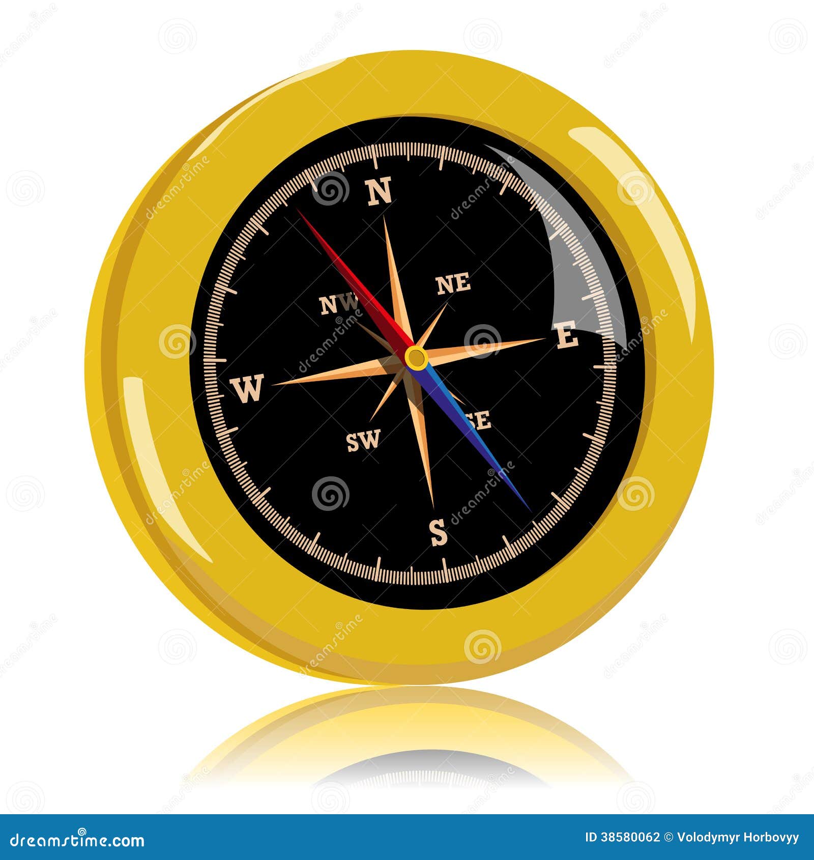 Golden compass stock vector. Illustration of direction - 38580062