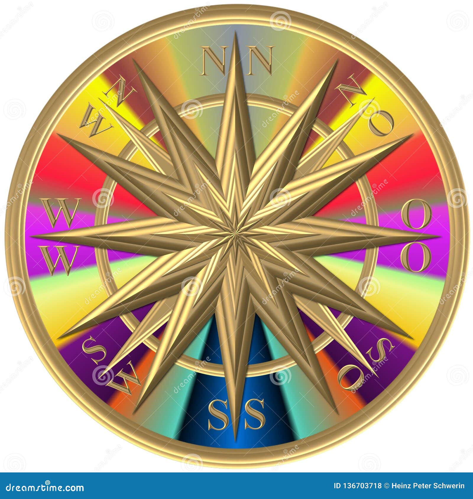 Compass Windrose On Background Of World Map Vector Illustration ...