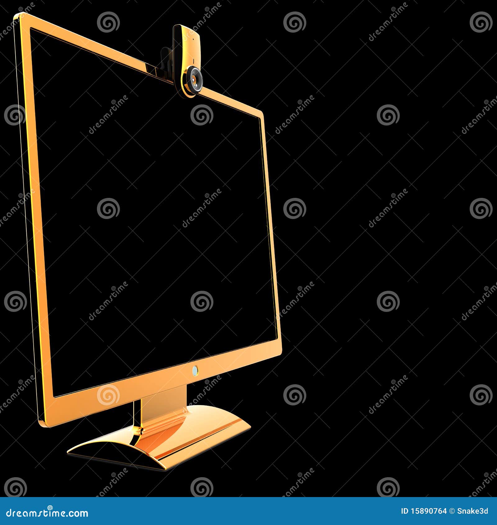 Golden Computer Monitor and Webcam. Stock Illustration - Illustration ...