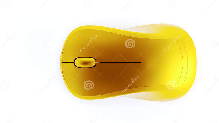 A Golden Computer Mouse Isolated on White Background, Top View, Stock ...