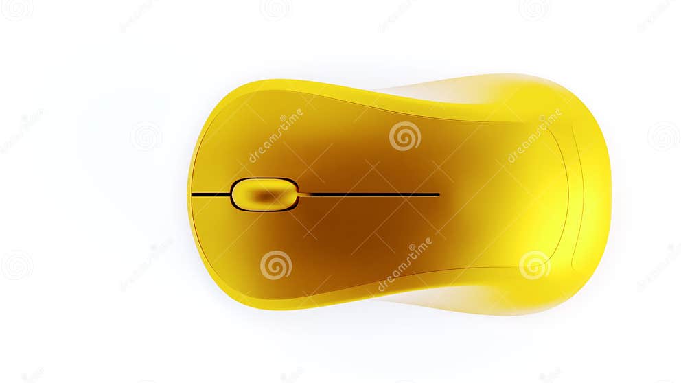 A Golden Computer Mouse Isolated on White Background, Top View, Stock ...