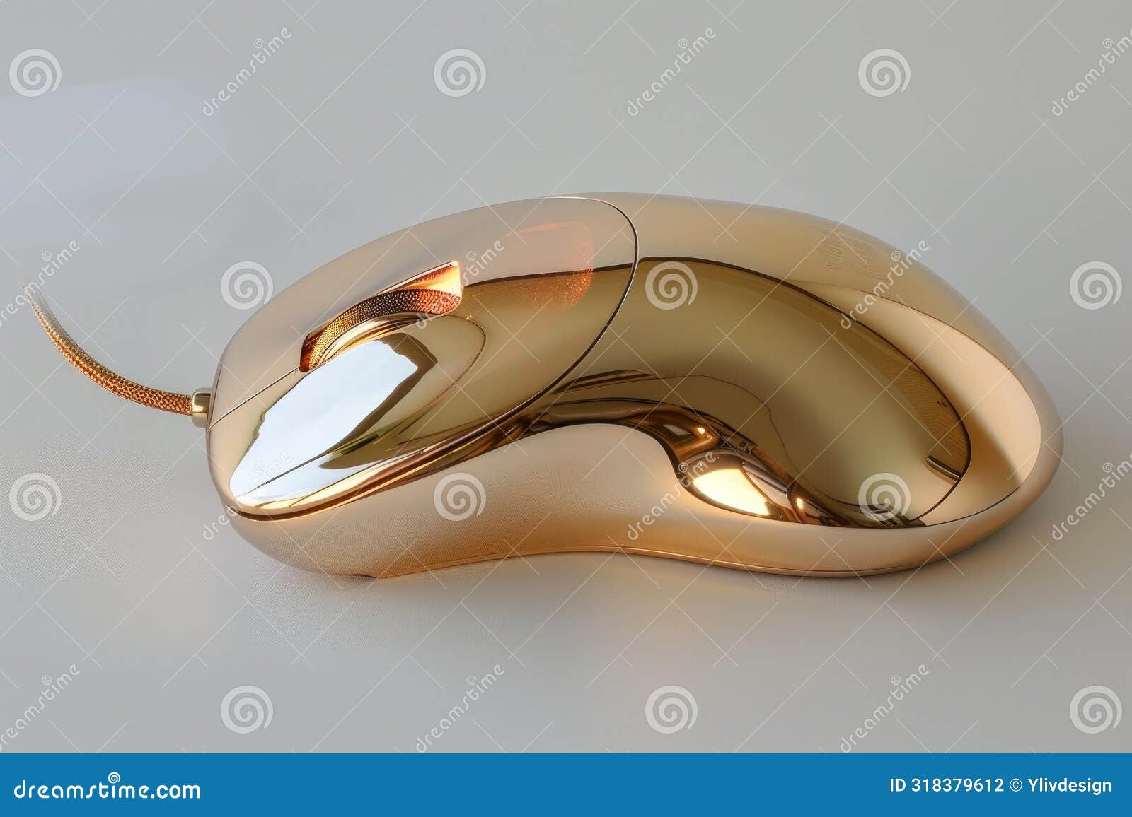 Golden Computer Mouse on White Background Stock Photo - Image of ...