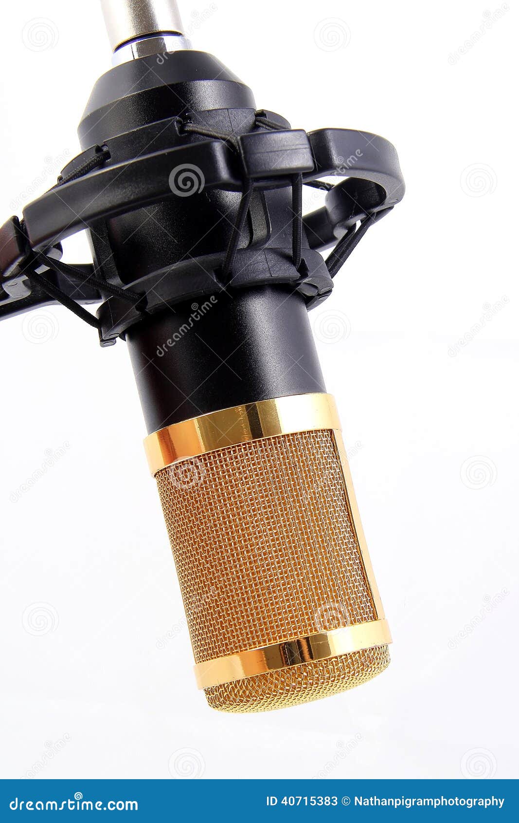 GOLDEN CONDENSER MICROPHONE Stock Image - Image of vocals, music: 40715383