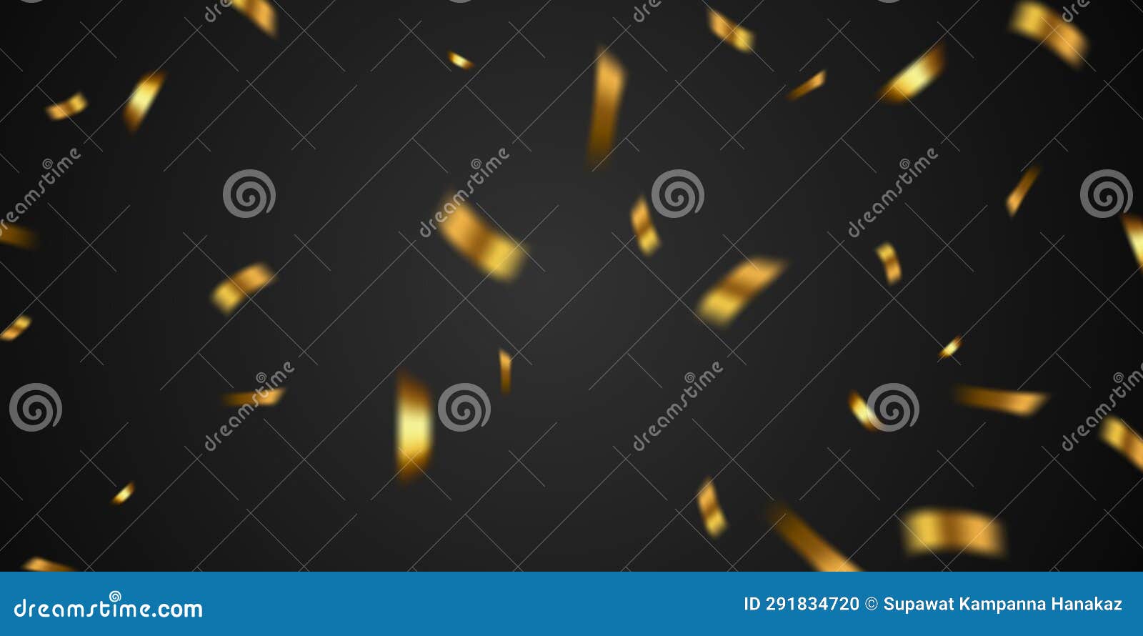 Golden Confetti and Zigzag Ribbon Falling from Above Streamer, Tinsel ...