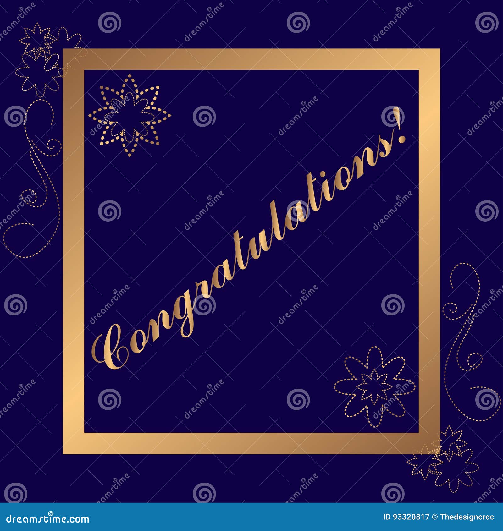 Golden Congratulations Frame on Dark Blue Background Stock Vector ...