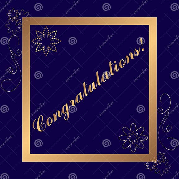 Golden Congratulations Frame on Dark Blue Background Stock Vector ...