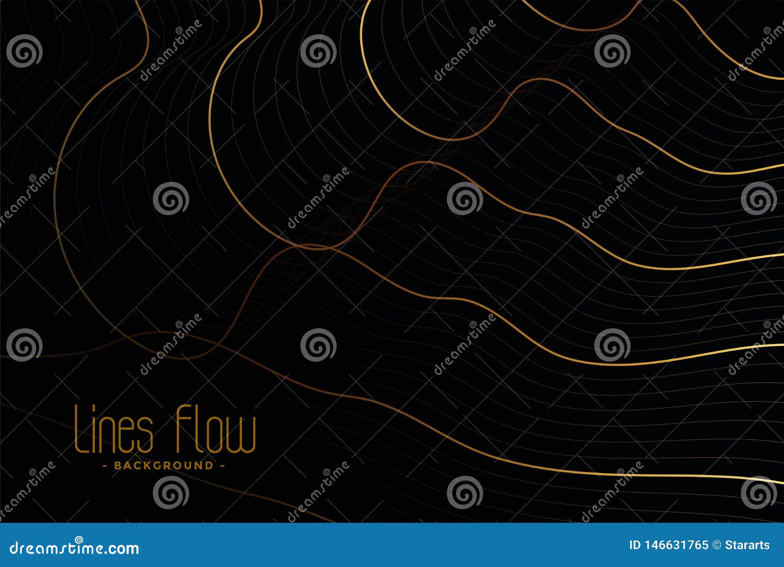 Golden Contour Lines on Black Background Stock Vector - Illustration of ...