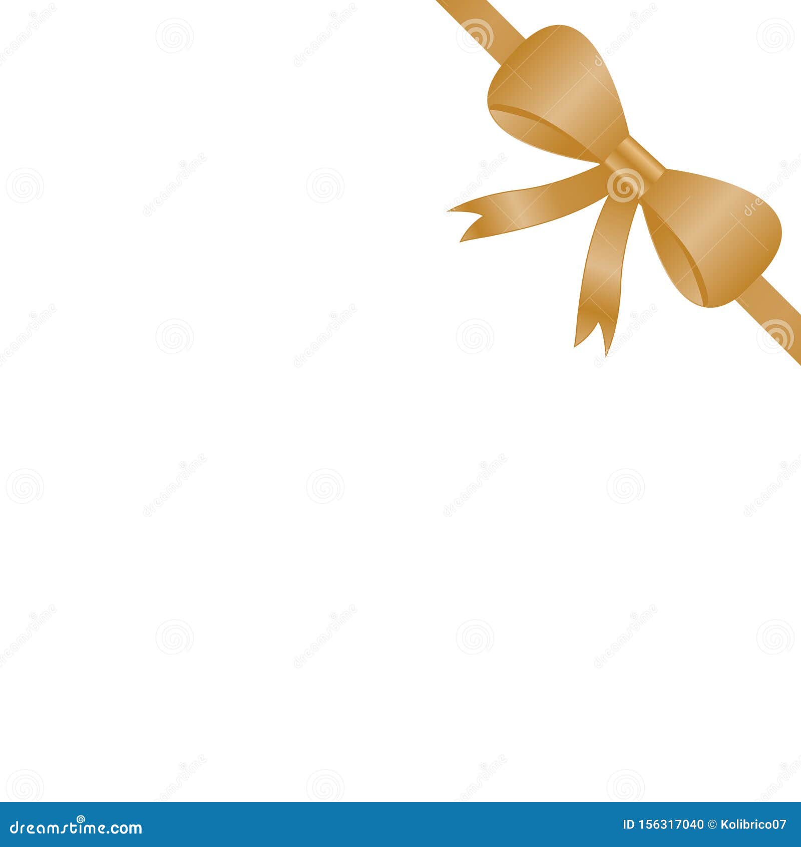 Golden Corner Bow. Gold Bow in Right Corner Stock Vector - Illustration ...