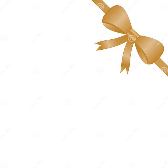Golden Corner Bow. Gold Bow in Right Corner Stock Vector - Illustration ...
