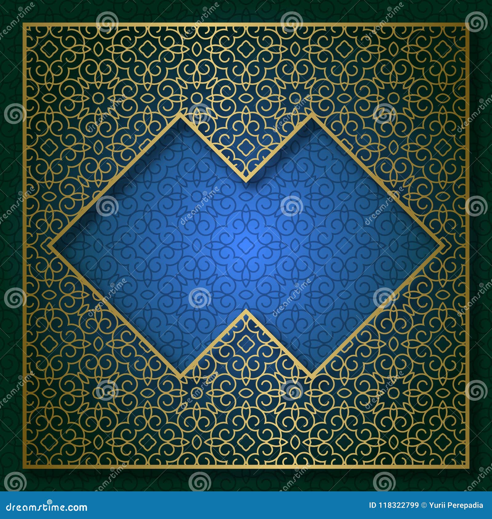 Golden Cover Frame with Traditional Patterned Background Stock Vector ...