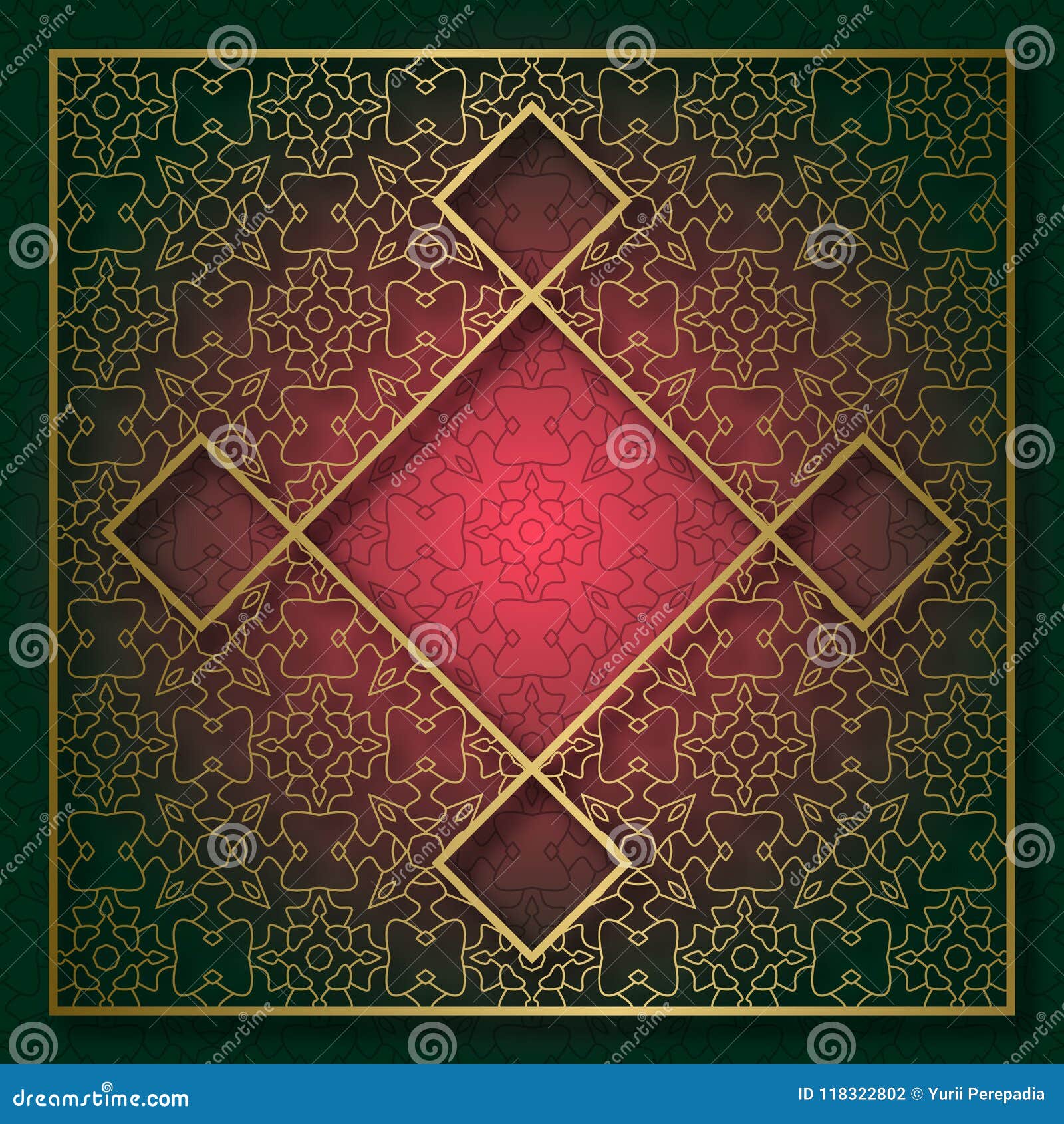 Golden Cover Frame with Traditional Patterned Background Stock Vector ...