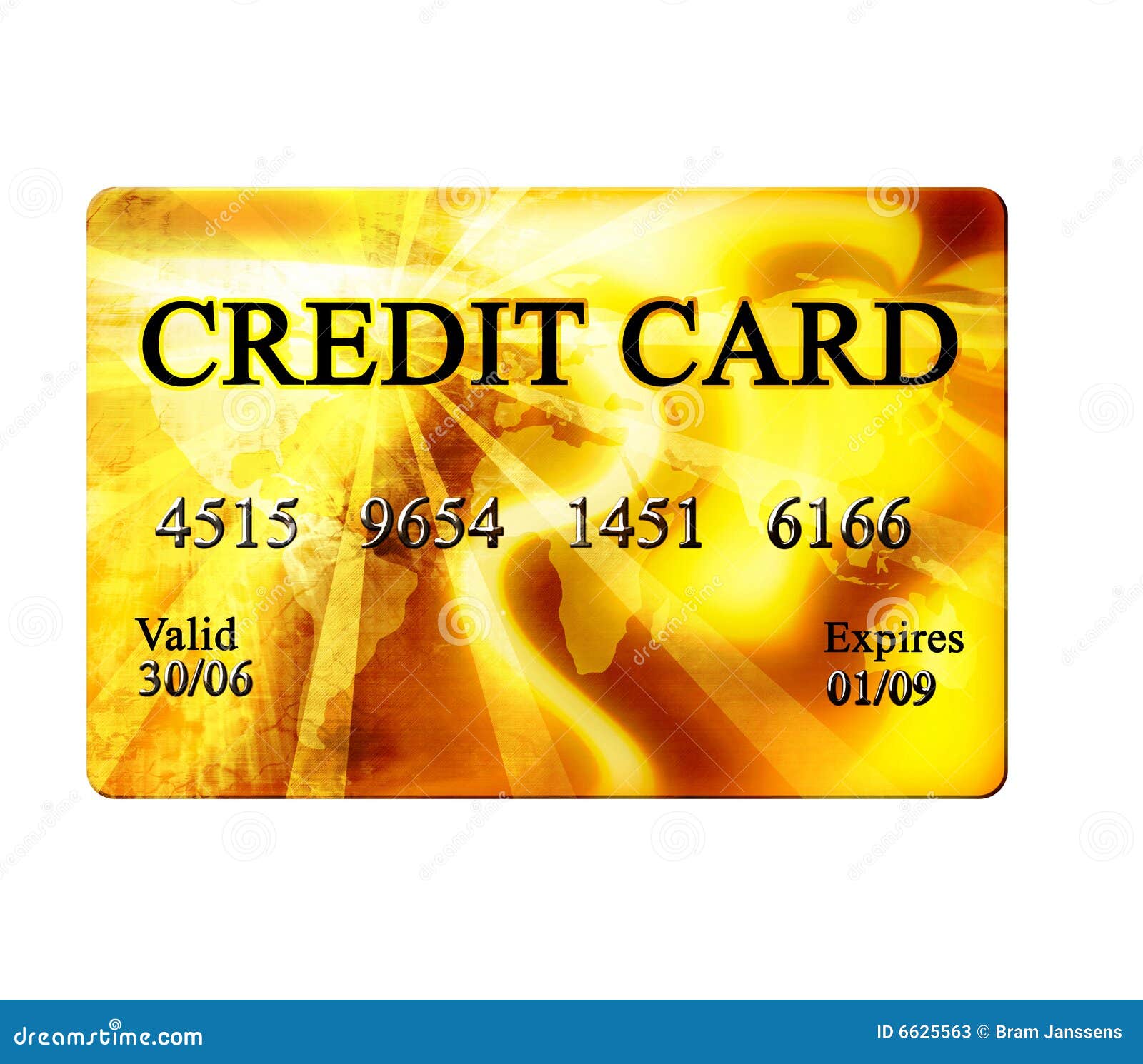 Golden Credit Card Icon With World Map, Isolated On White Background ...