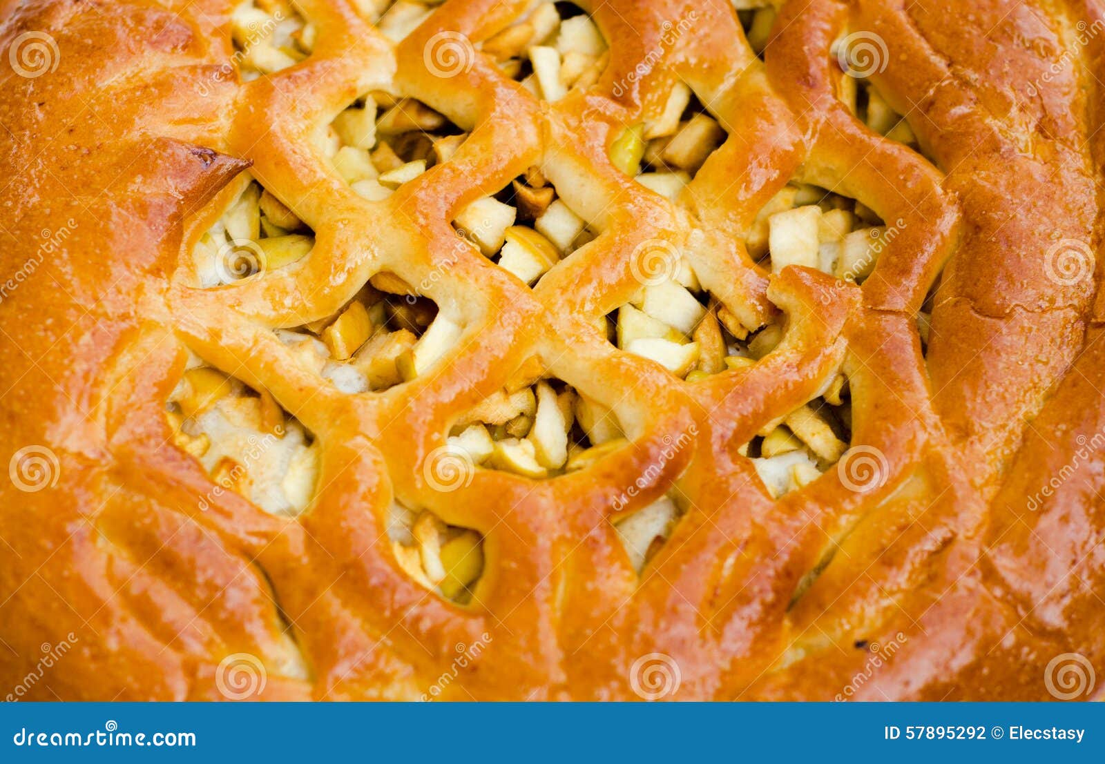 Golden Crispy Apple Pie with Apples Inside Stock Photo - Image of ...