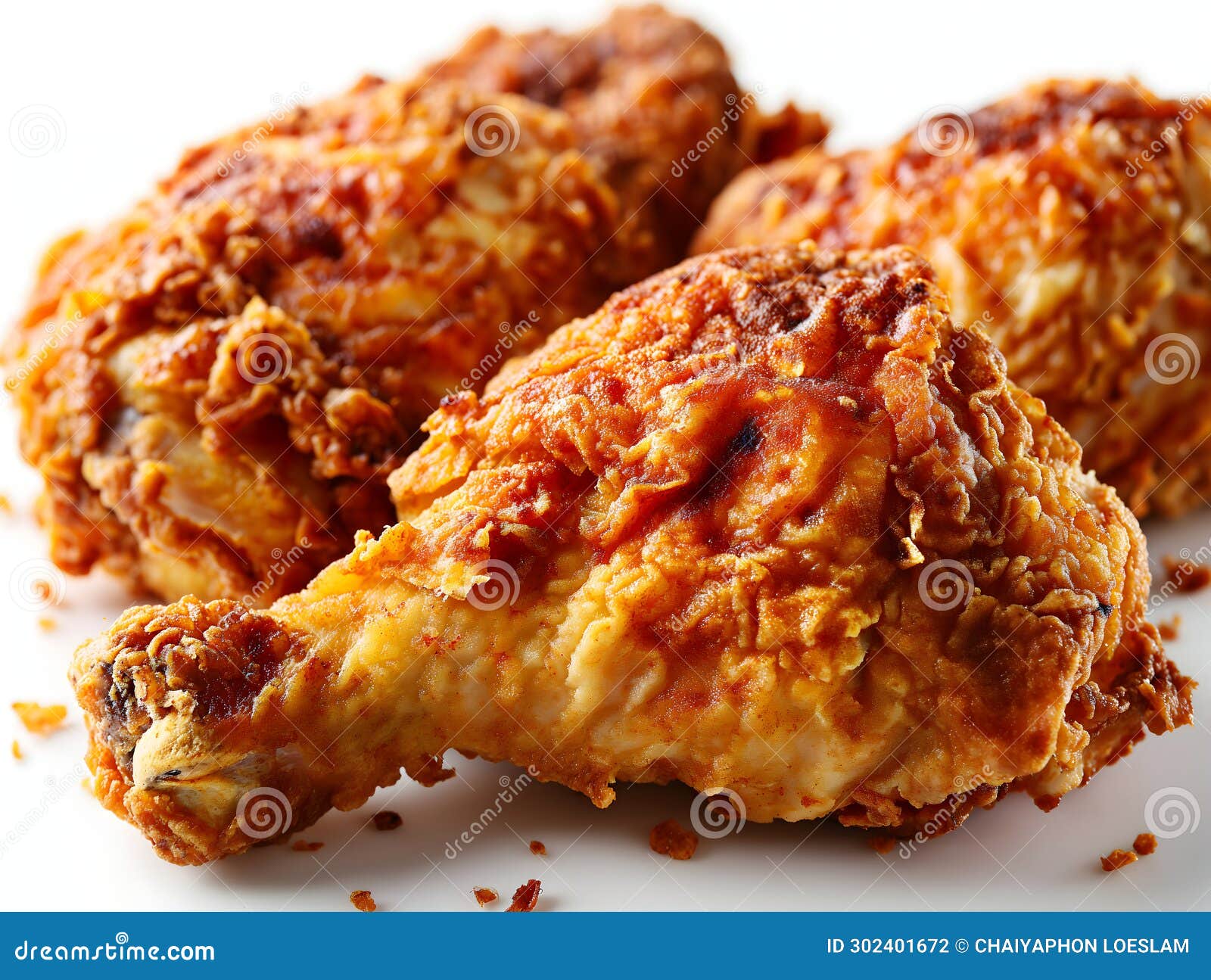 Golden Crispy Fried Chicken on White Background Stock Illustration ...