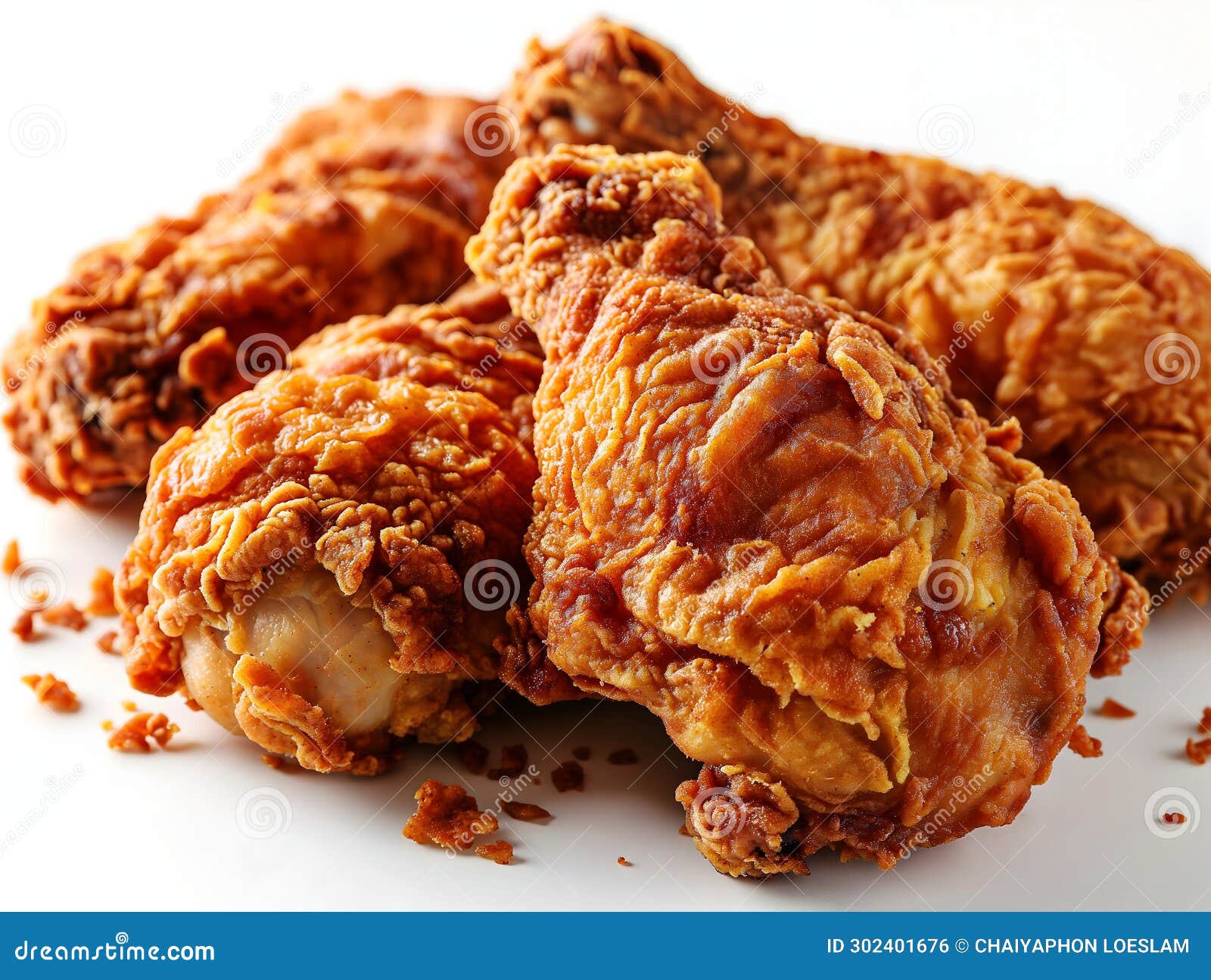 Golden Crispy Fried Chicken on White Background Stock Illustration ...