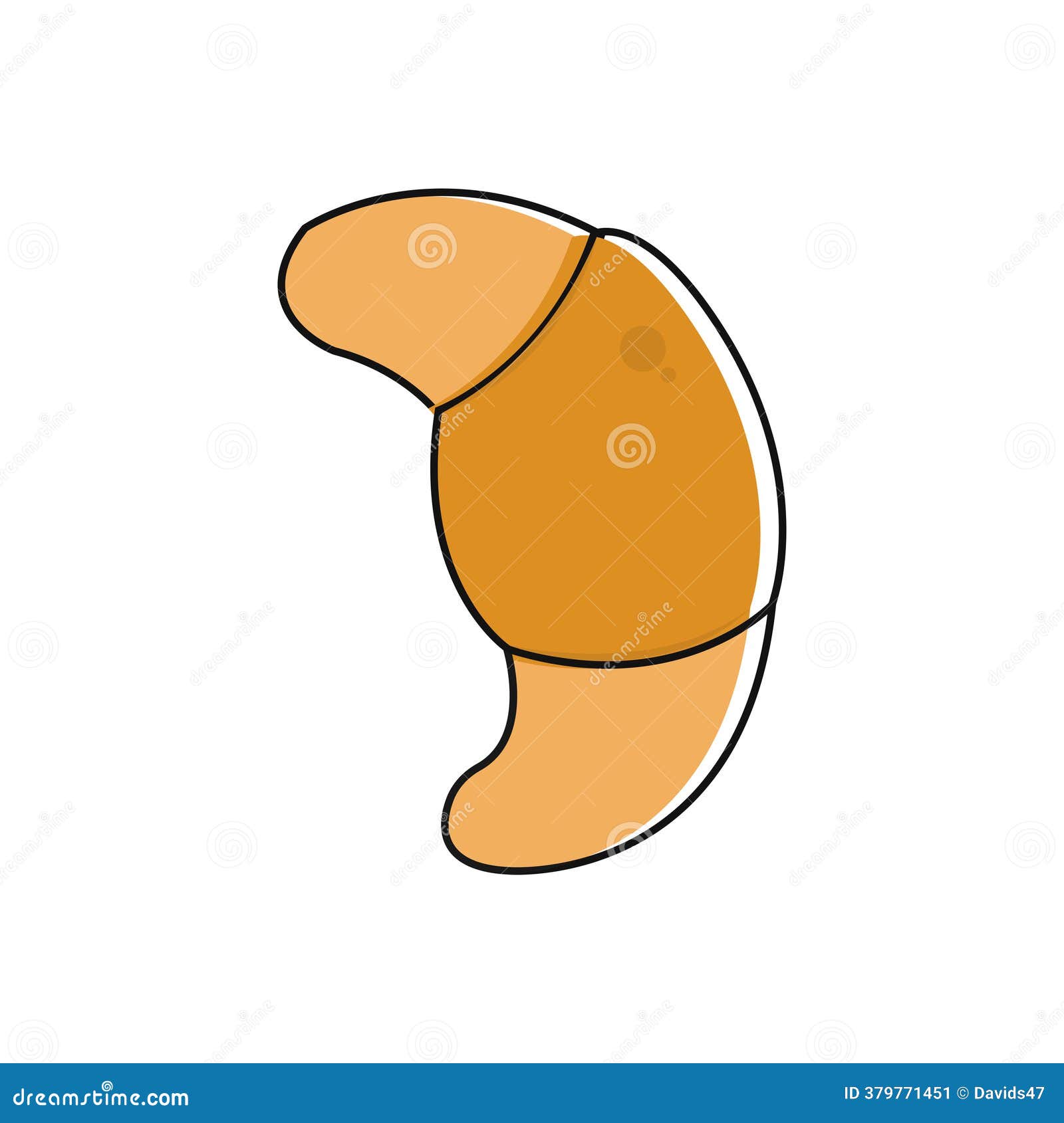 Croissant Icon Linear Logo Mark In Black And White Cartoon Vector ...