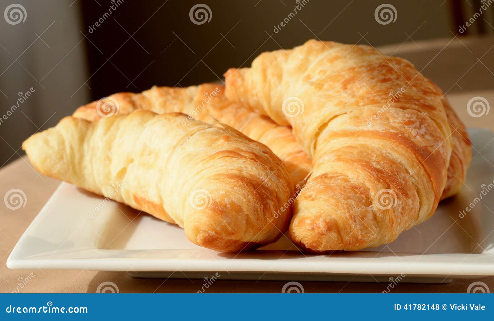 Golden Croissants on Plate. Stock Photo - Image of golden, pastry: 41782148