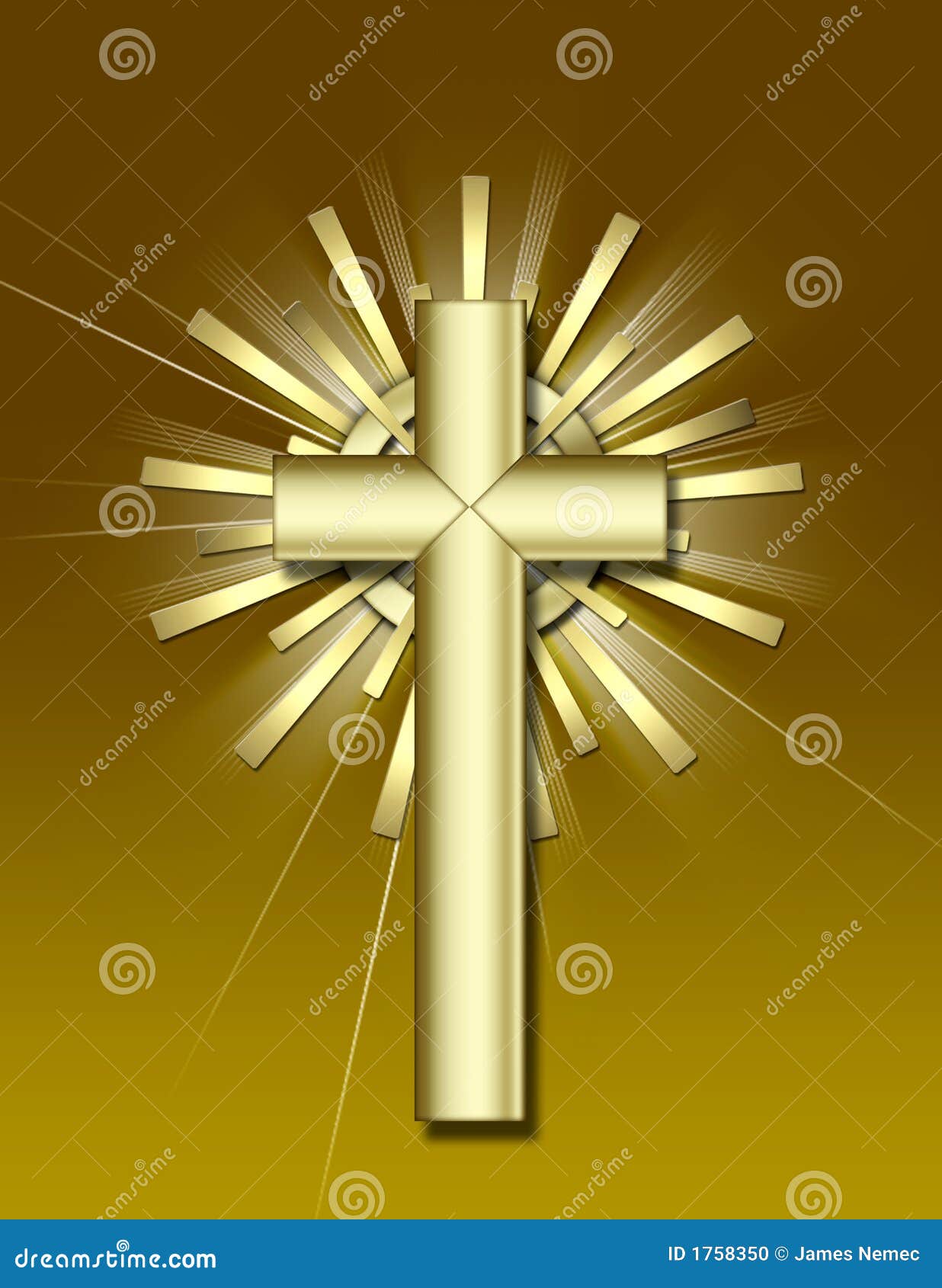 Golden Cross stock illustration. Illustration of heart - 1758350