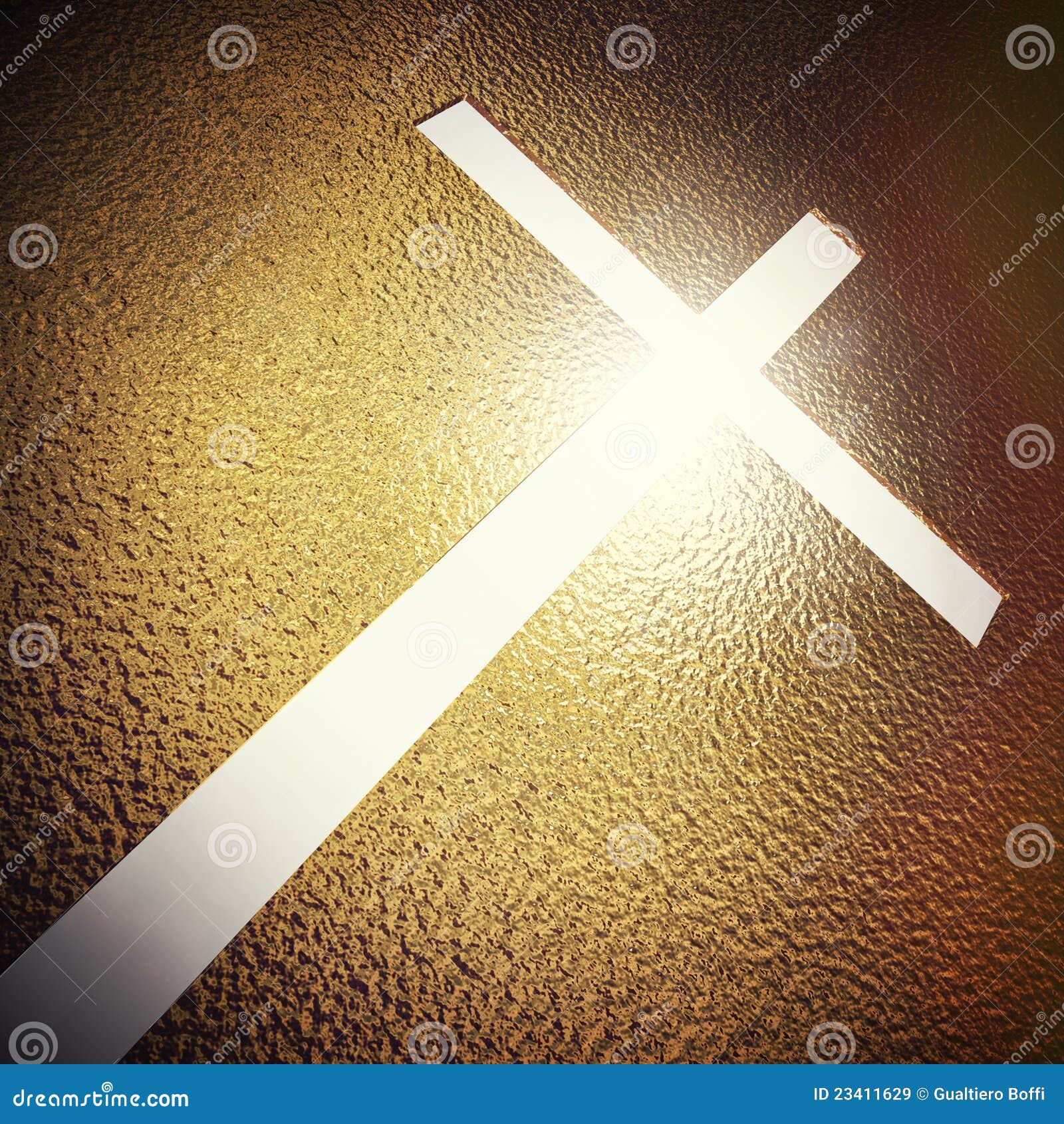 Golden cross stock illustration. Illustration of crucifix - 23411629