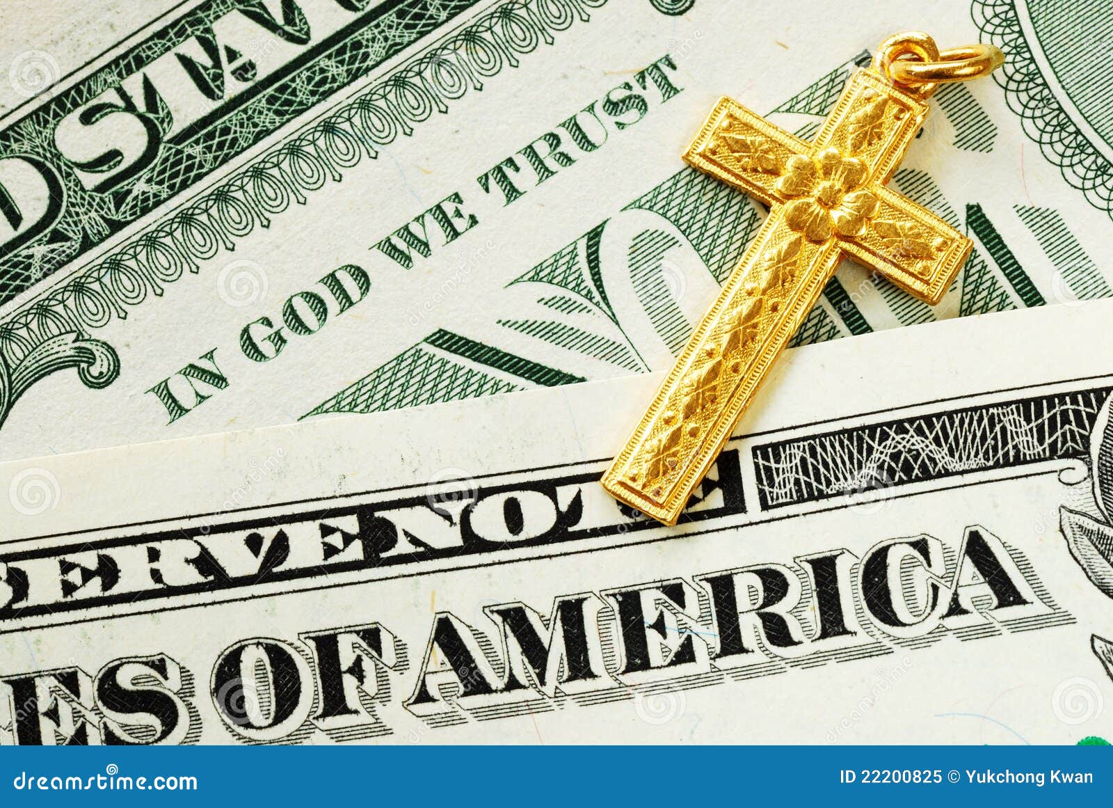 A Golden Cross on the Dollar Bills Stock Image - Image of symbol, cash ...