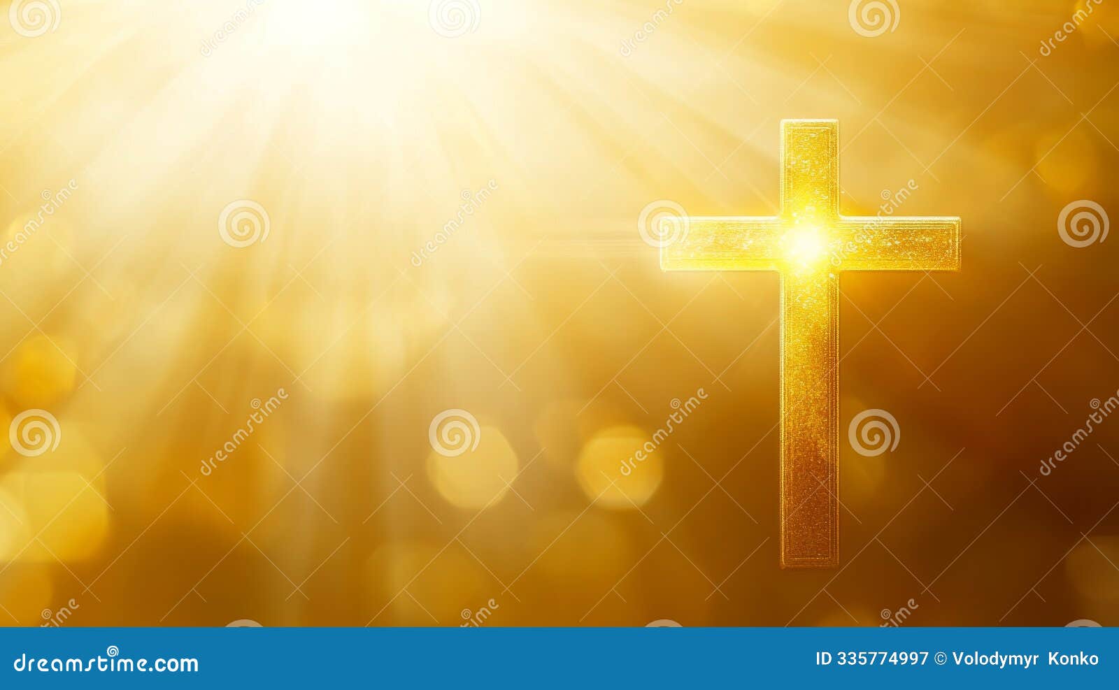 Golden Cross Illuminated by Radiant Sunlight Stock Image - Image of ...