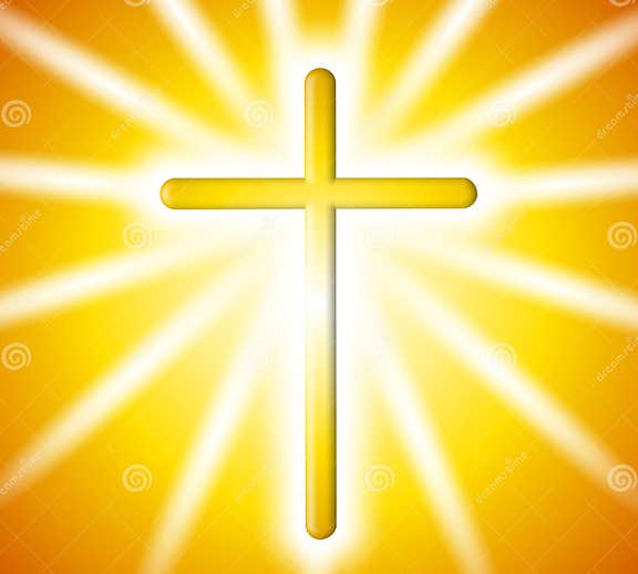 Golden Cross Light Rays Background Stock Illustration - Illustration of ...