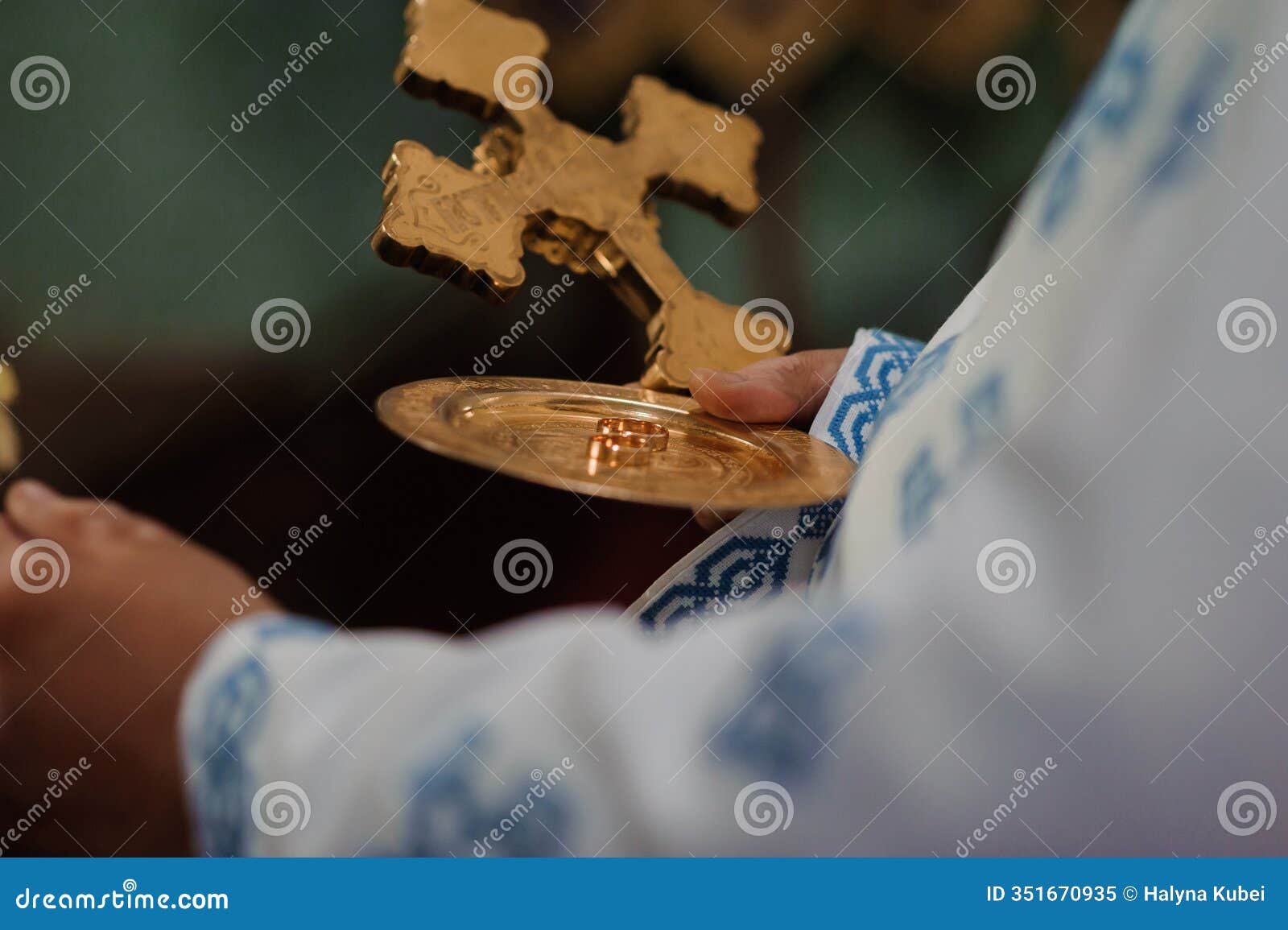 Golden Cross and Plate in Religious Ceremony Stock Image - Image of ...