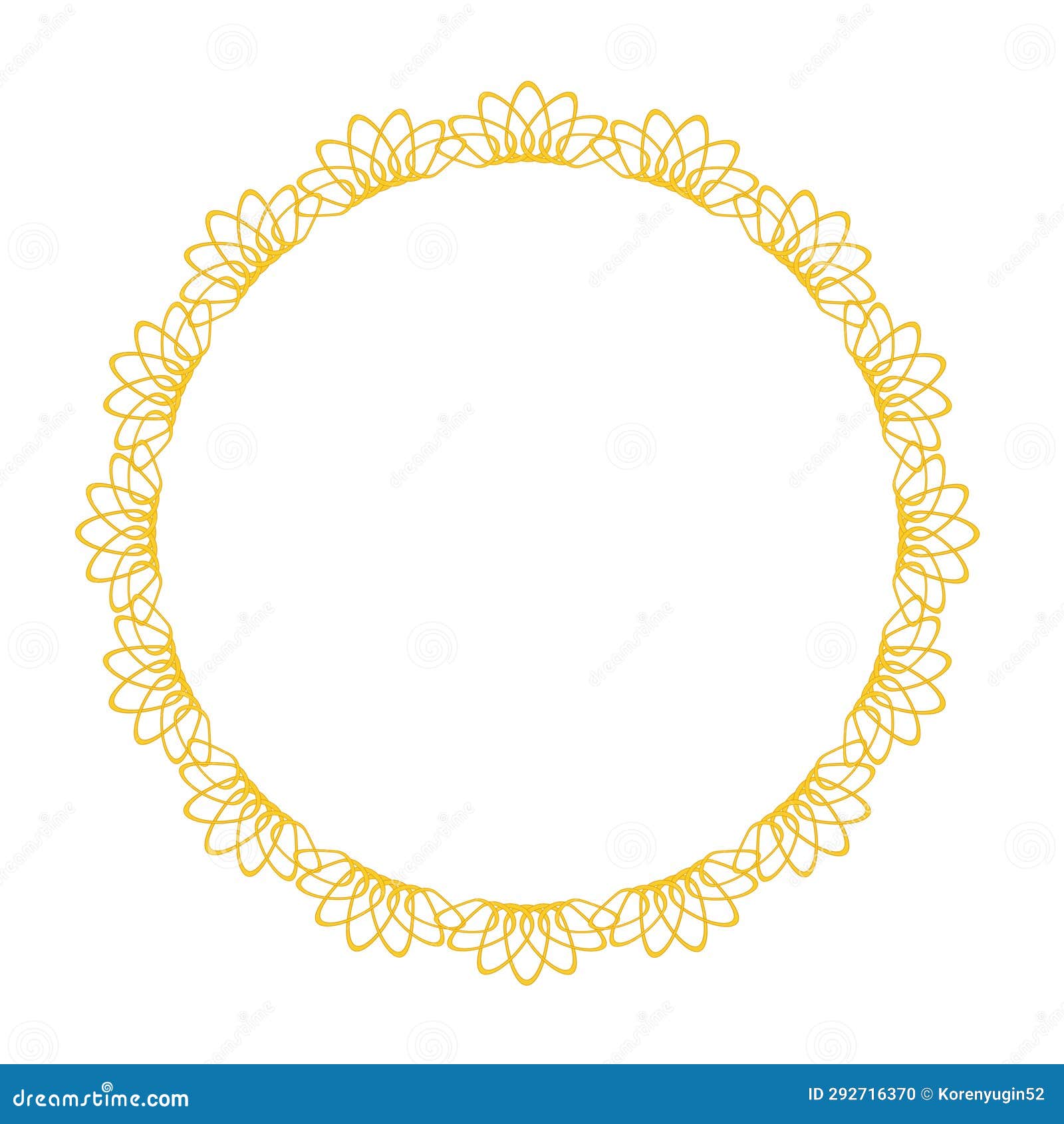 Golden Crown Art Drawn Round Frame Border Stock Illustration ...