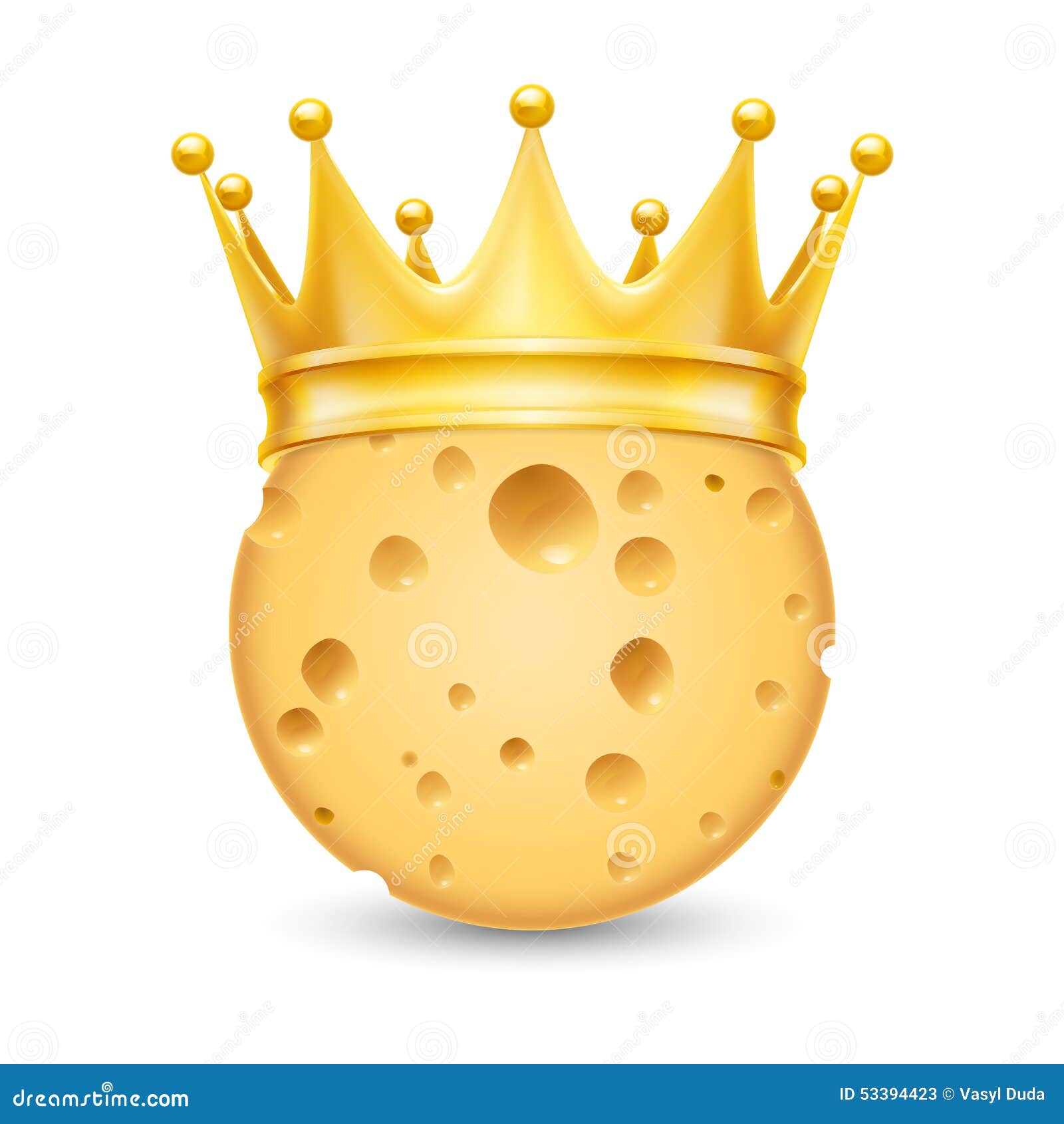 Golden crown on cheese stock vector. Illustration of emblem - 53394423