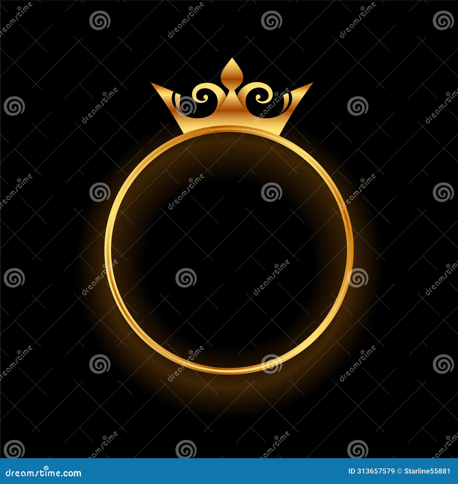 Golden Crown with Circular Ring Frame Background Stock Vector ...